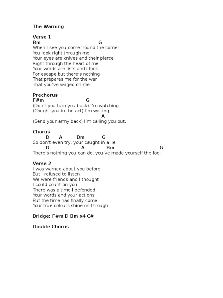 The Warning | PDF | Song Structure | Songs