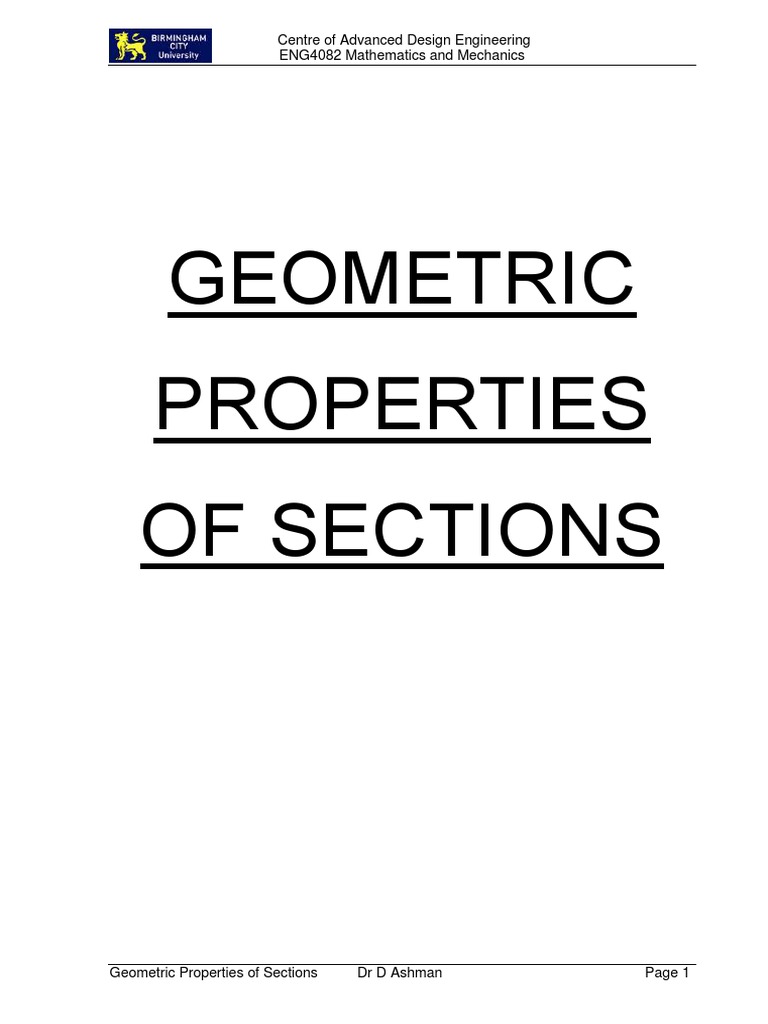 Geometric Properties of Sections | Download Free PDF | Bending | Beam ...