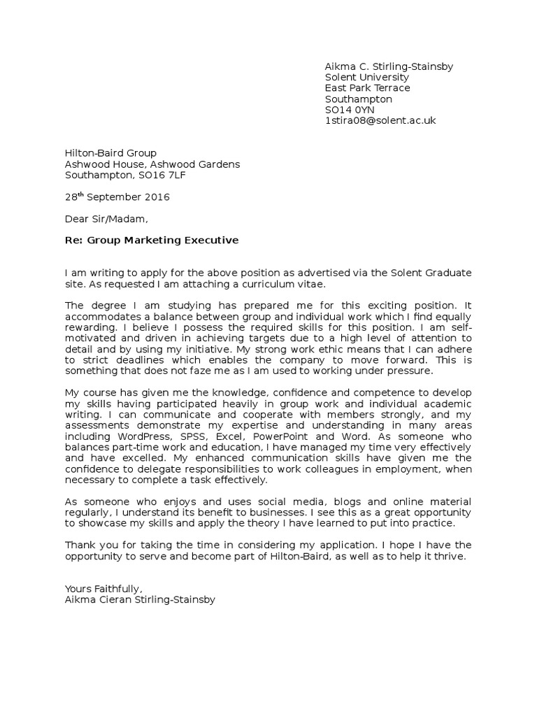 Covering Letter For Job Application | PDF