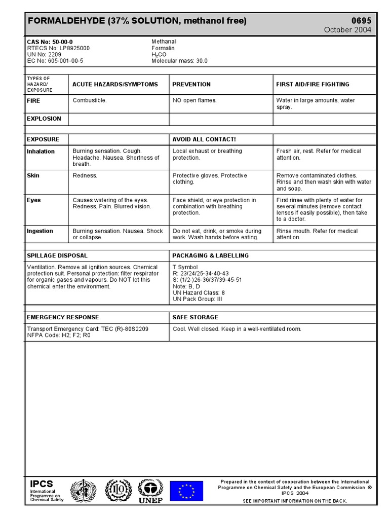Formalin Msds | PDF | Formaldehyde | Chemical Substances