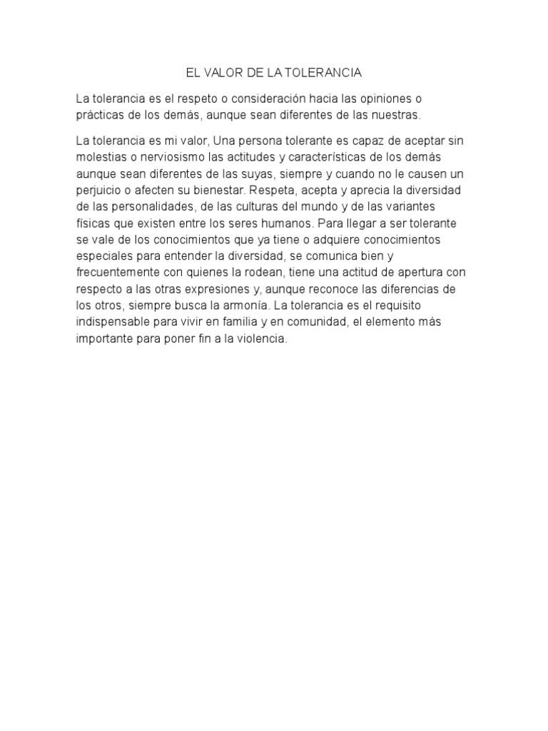 El Valor de La Tolerancia | PDF