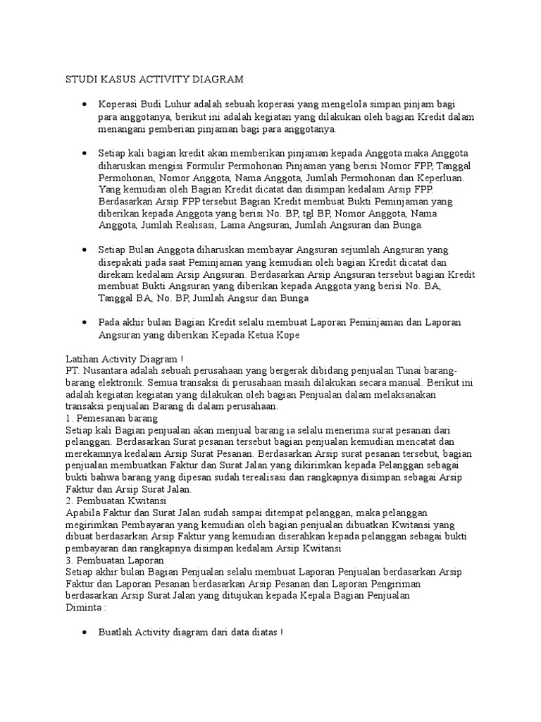 Studi Kasus Activity Diagram Koperasi | PDF