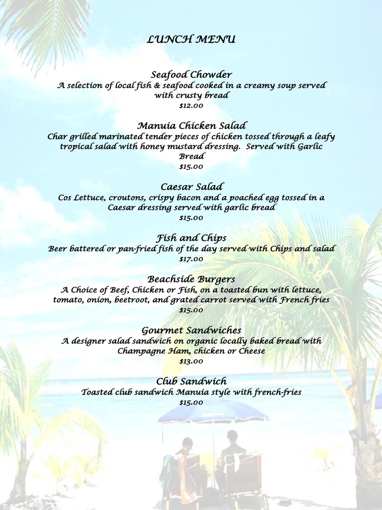 Delicious Lunch Menu Options | PDF
