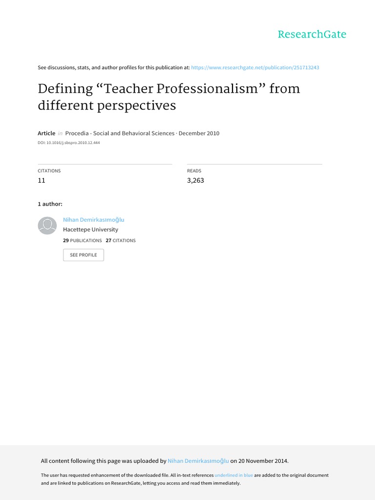 Teacher Professionalism | PDF | Profession | Autonomy