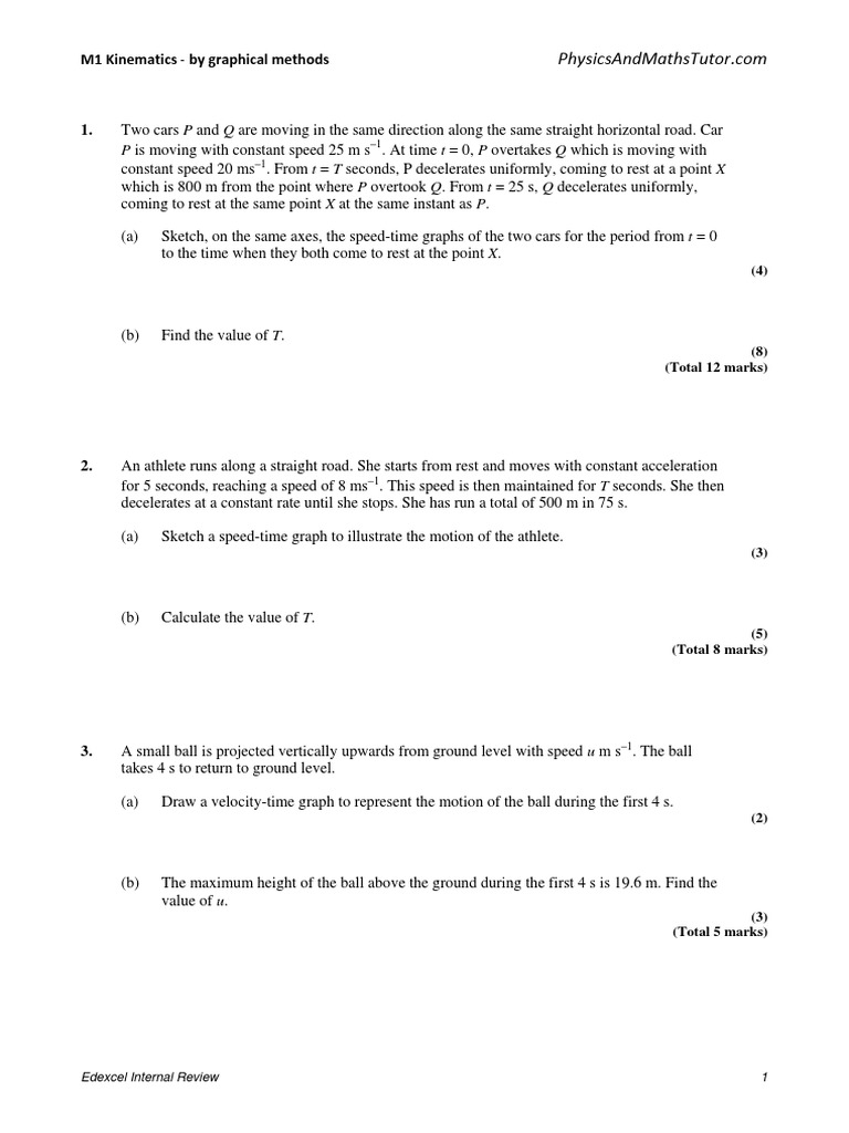 M1 Kinematics - by Graphical Methods | PDF | Area | Speed