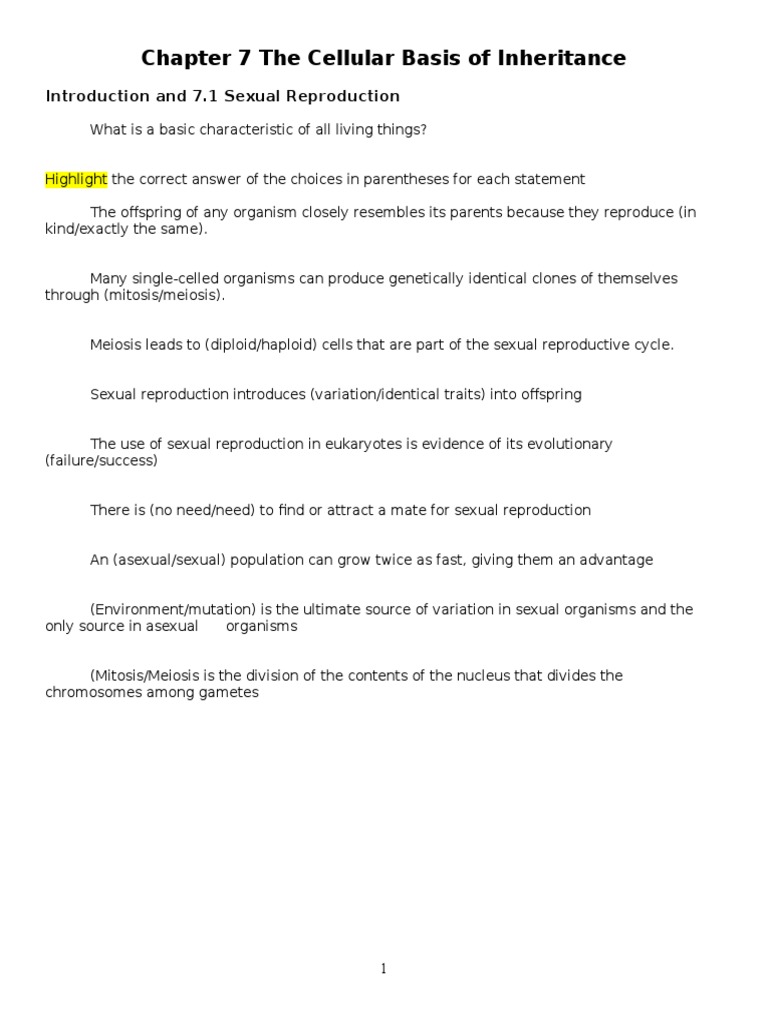 Chapter 7 Worksheet Openstax | PDF | Meiosis | Ploidy