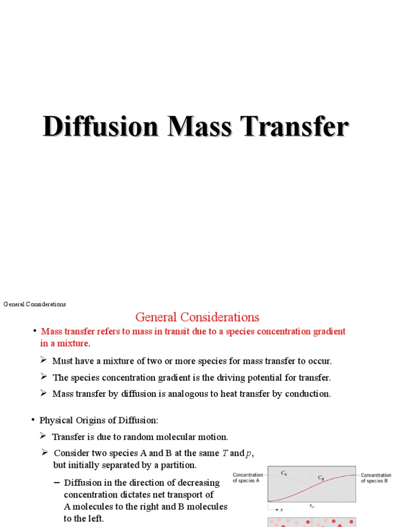 Understanding Diffusion Mass Transfer | PDF | Diffusion | Mole (Unit)