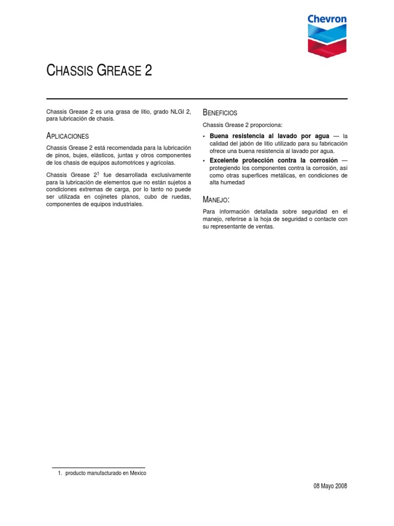 Grasa de Chasis Litio NLGI 2 | PDF
