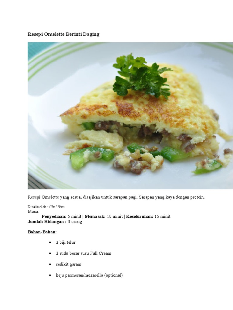 Resepi Omelette Berinti Daging | PDF