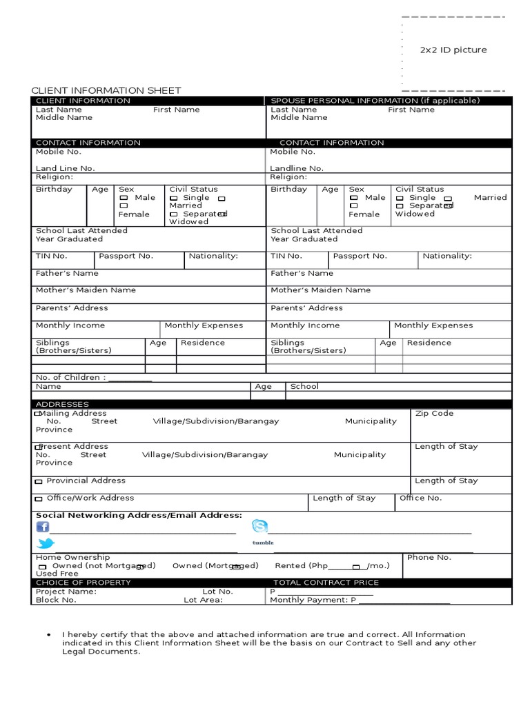 Client info sheet | PDF