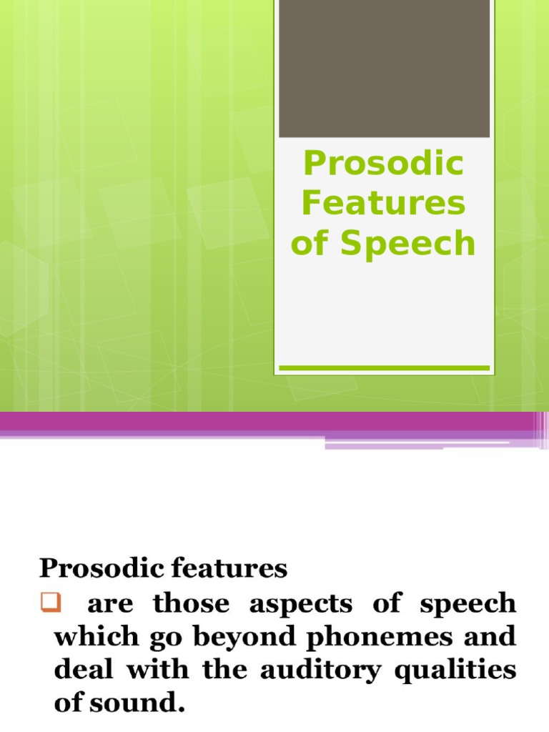 Prosodic Features of Speech | PDF