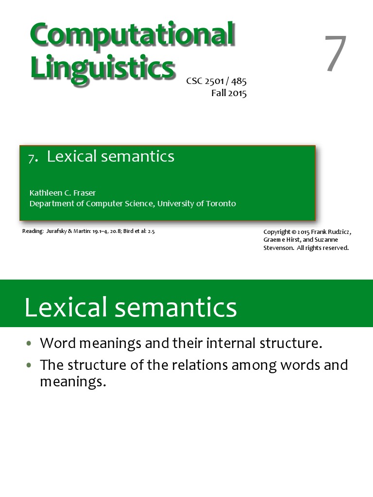 7 Lexical Semantics | PDF | Lexical Semantics | Semantics