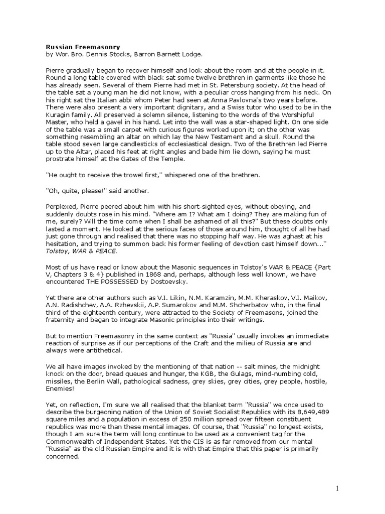 Russian Freemasonry - Dennis STOCKS | PDF