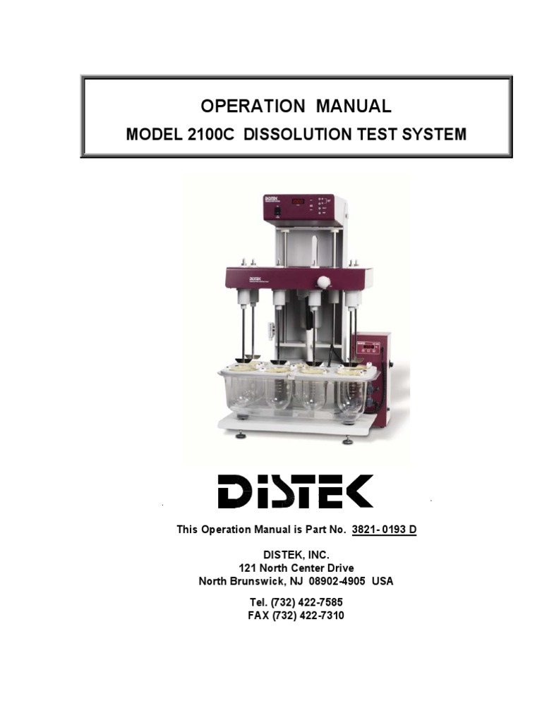 Distek Dissolution Tester | PDF | Manufactured Goods | Equipment