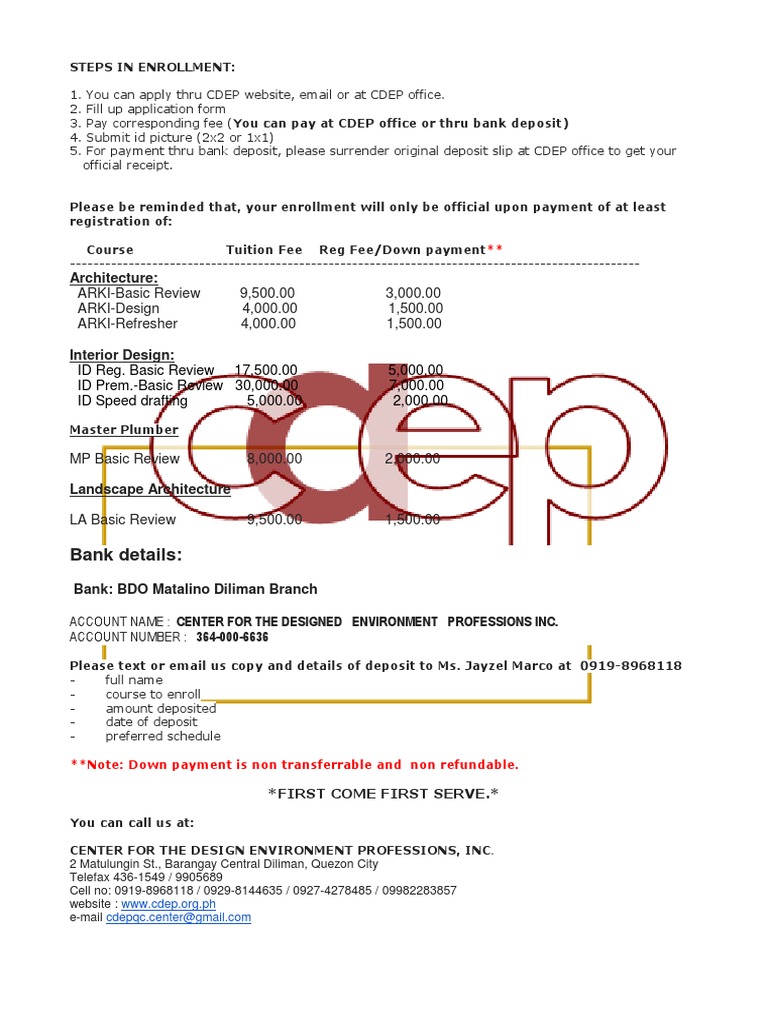 Cdep - Deposit and Enrollment Details | PDF | Service Industries | Financial Services