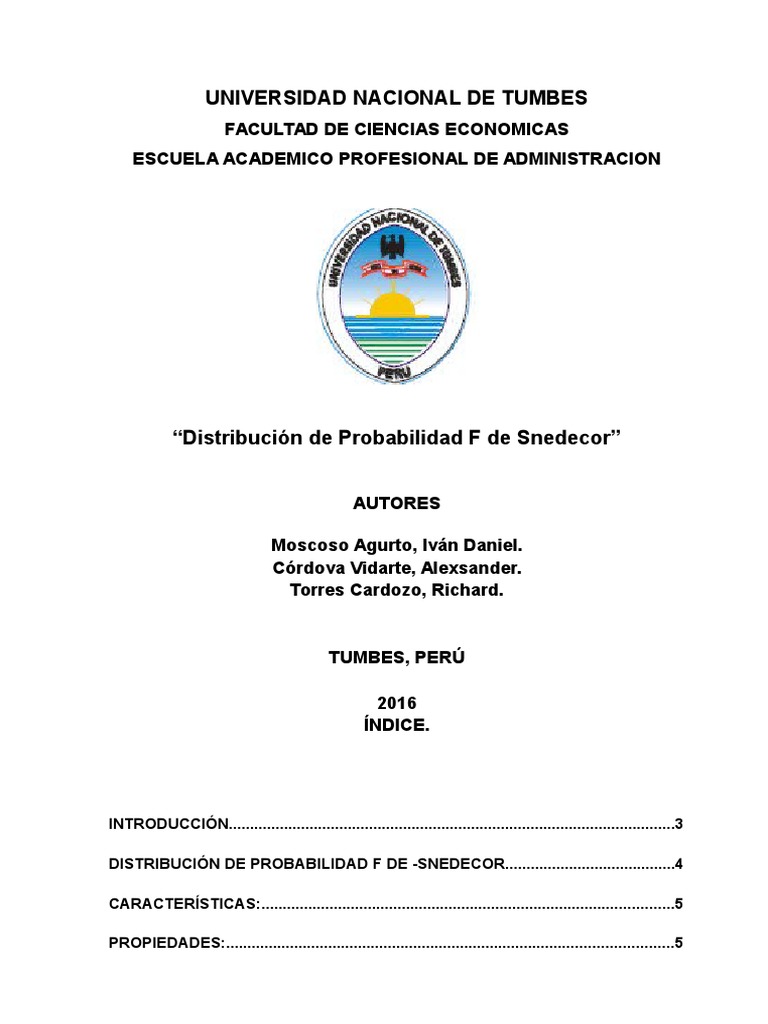 Distribución F de Snedecor: Análisis y Propiedades | PDF | Estadísticas ...