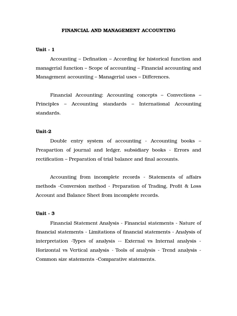 Financial and Management Accounting | PDF