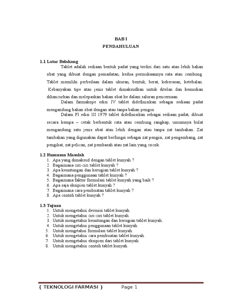 Makalah Tablet Kunyah | PDF