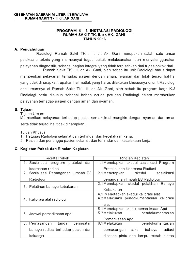 Program k3 Radiologi | PDF