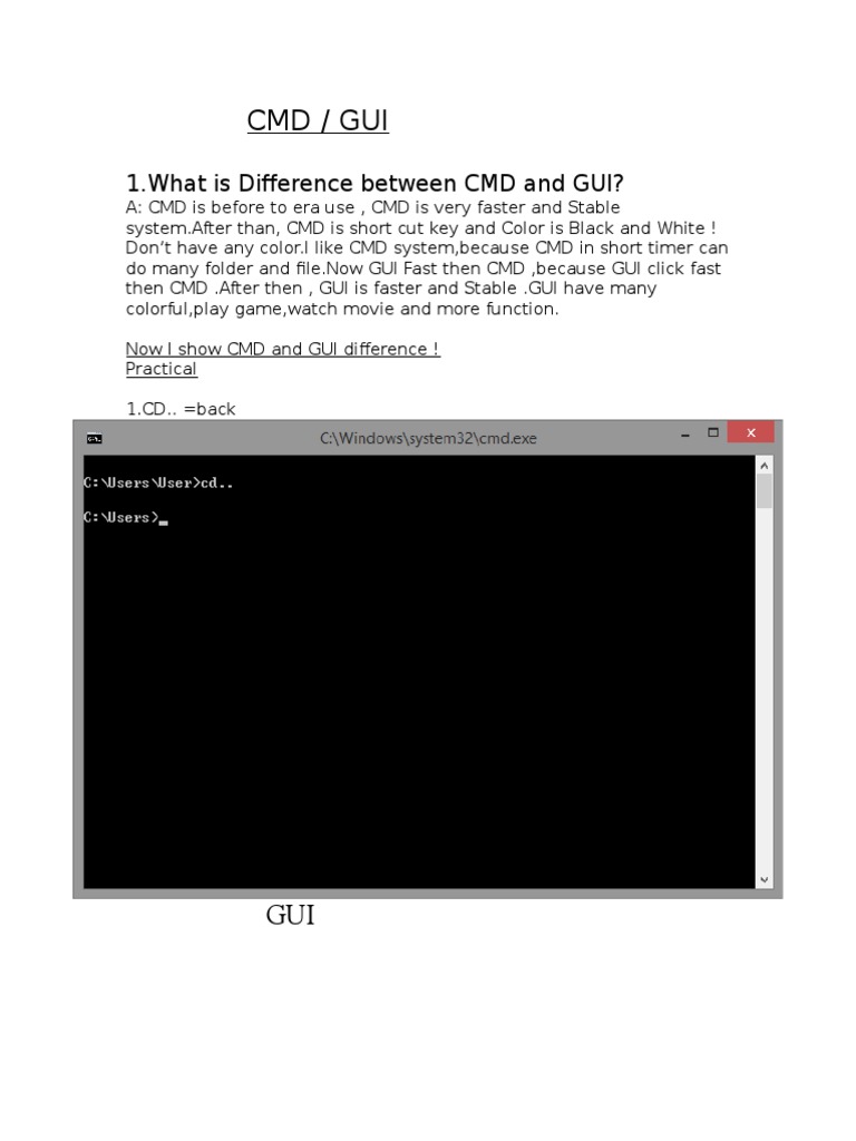 1.what Is Difference Between CMD and GUI? | PDF 1.what Is Difference Between CMD and GUI? | PDF
