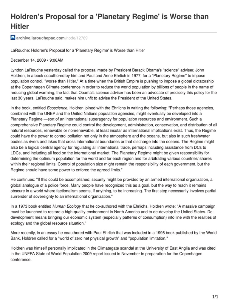 John P. Holdren Planetary Regime - EcoScience-1 | PDF | Natural ...