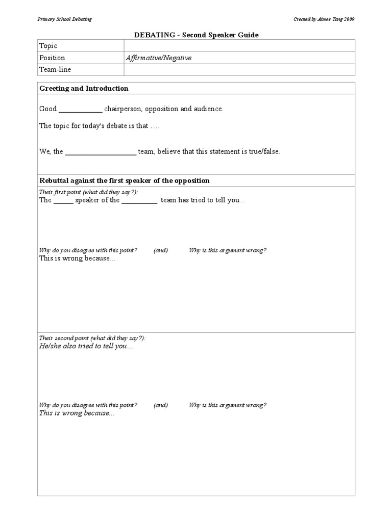 3rd Speaker Template | PDF | Argument | Logic