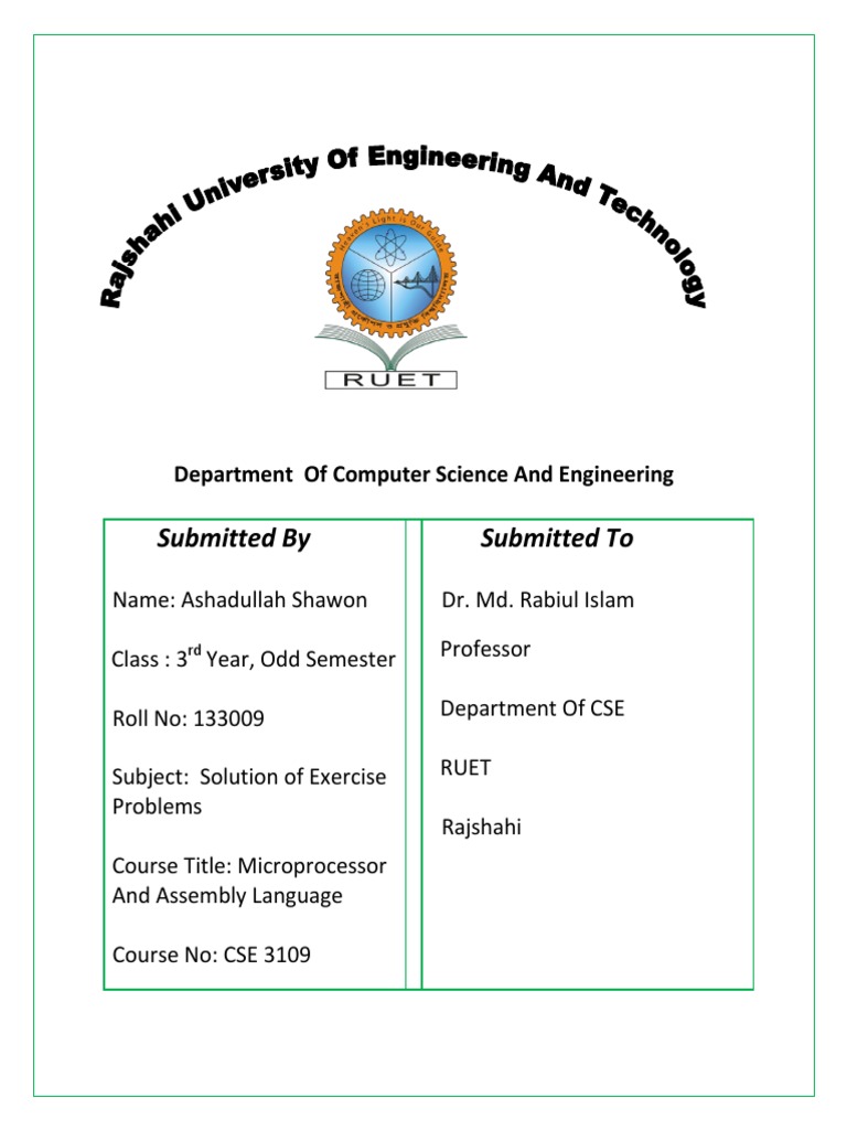 Assembly Language Programming and Organization of The Ibm PC Solution ...