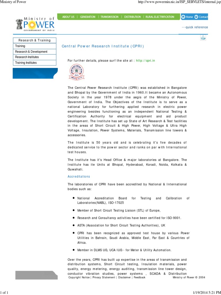 Ministry of Power-CPRI | PDF | Technology & Engineering