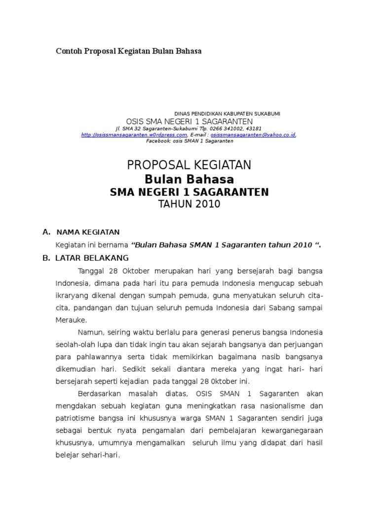 Contoh Proposal Kegiatan Bulan Bahasa | PDF