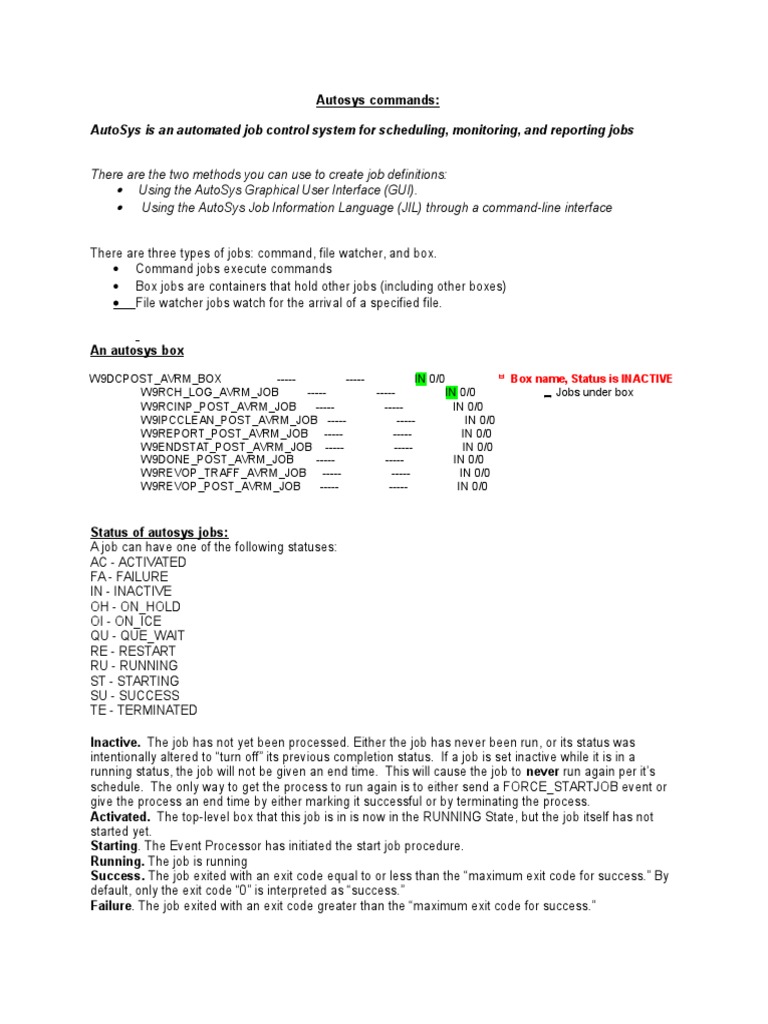 Autosys Commands Pdf Command Line Interface Information Technology Management 9894