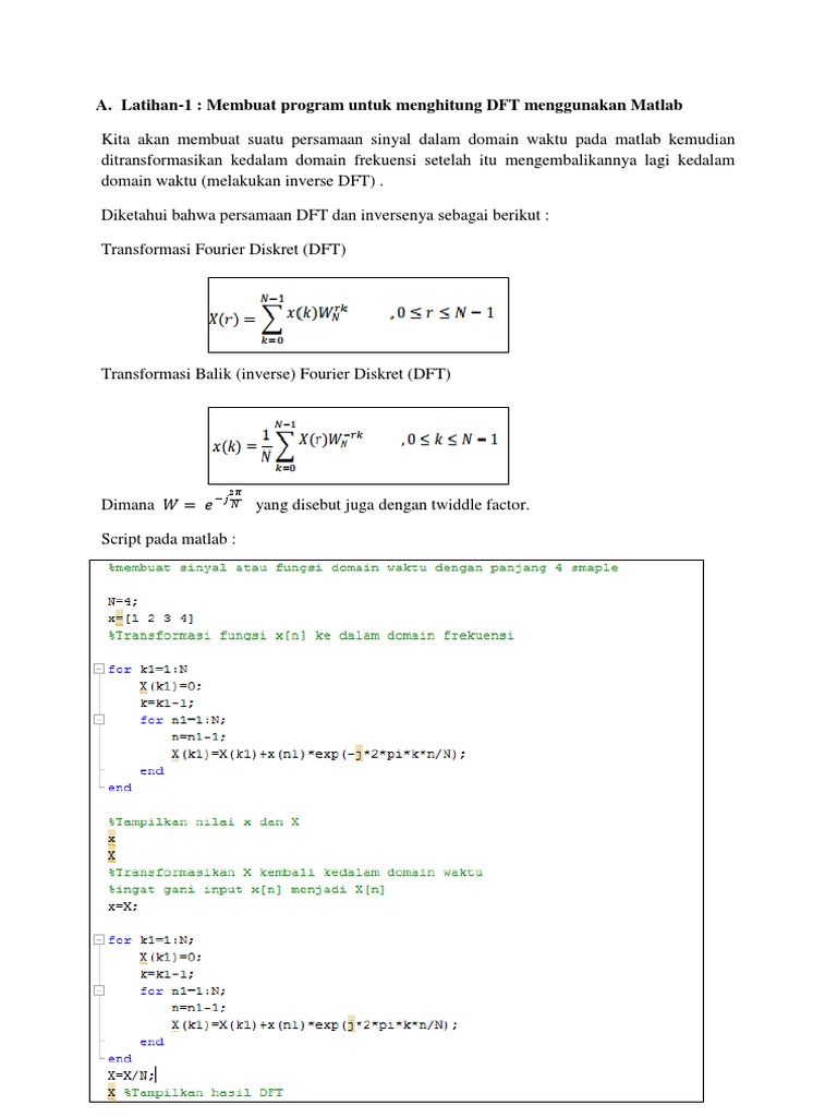 Discrete Fourier Transform Pada Matlab | PDF
