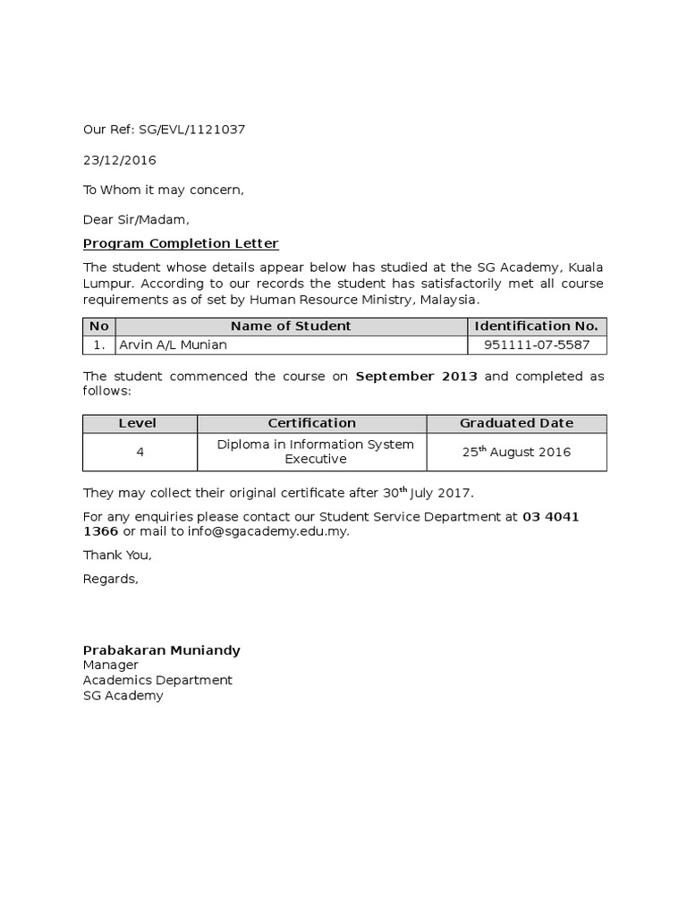 Student Verification Letter | PDF
