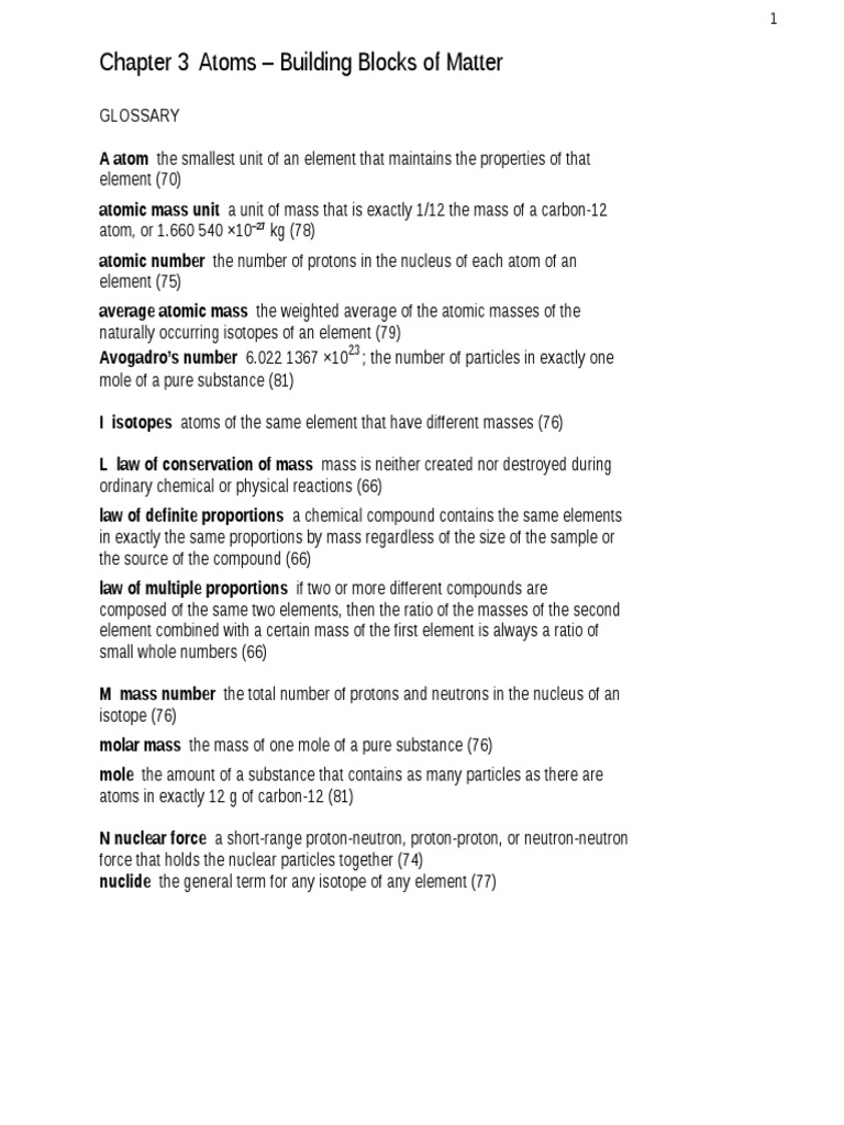 Chapter 3-Atoms - The Building Blocks of Matter | PDF | Atoms | Atomic ...