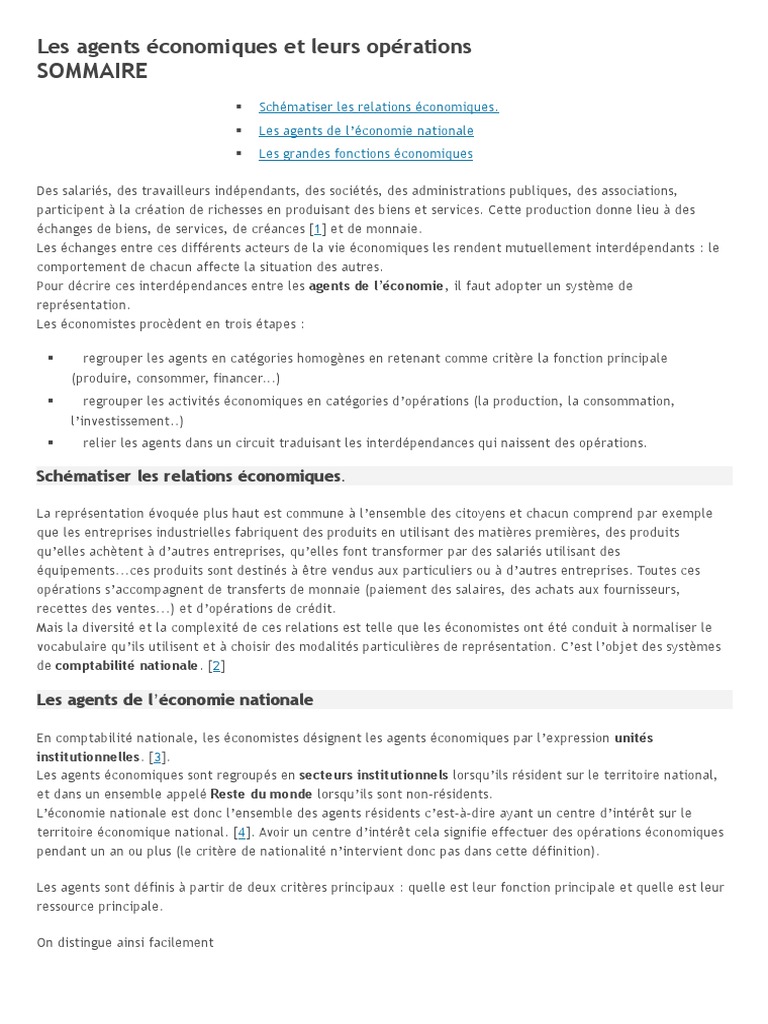 Les agents économiques et leurs opérations.docx | Comptabilité ...