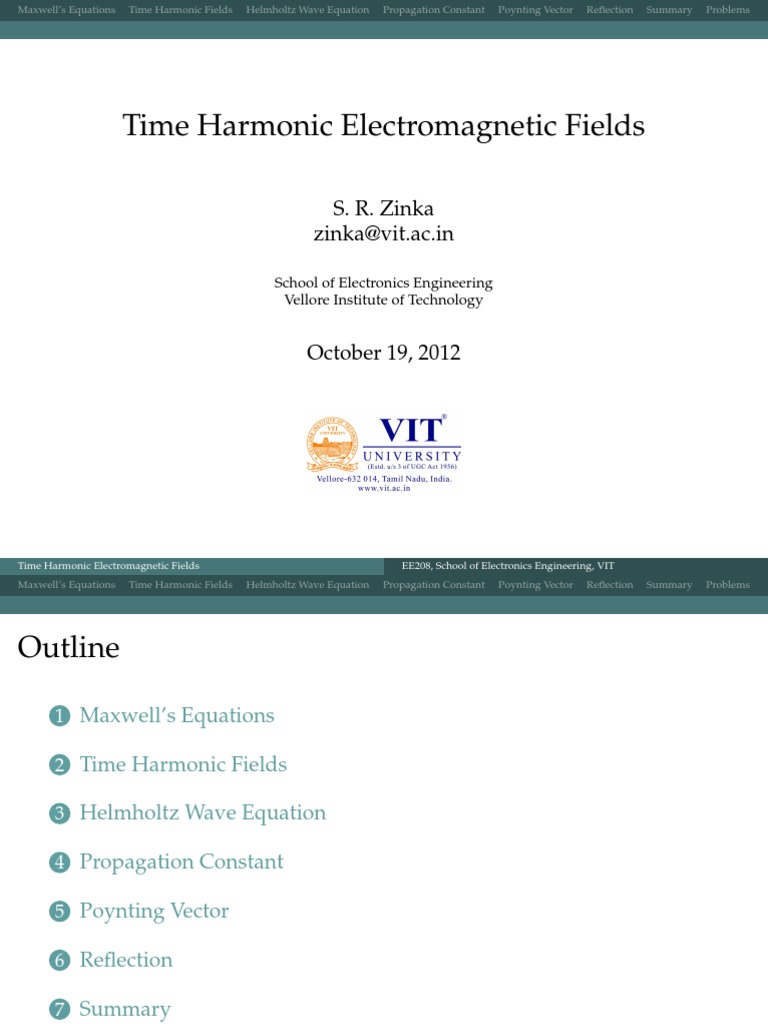 Time-Harmonic Electromagnetic Field | PDF | Maxwell's Equations | Wave ...