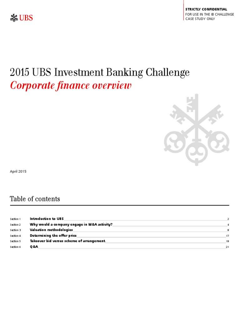 2015 UBS IB Challenge Corporate Finance Overview | PDF | Discounted ...