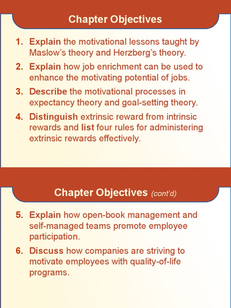 Chapter Objectives | PDF | Motivation | Motivational