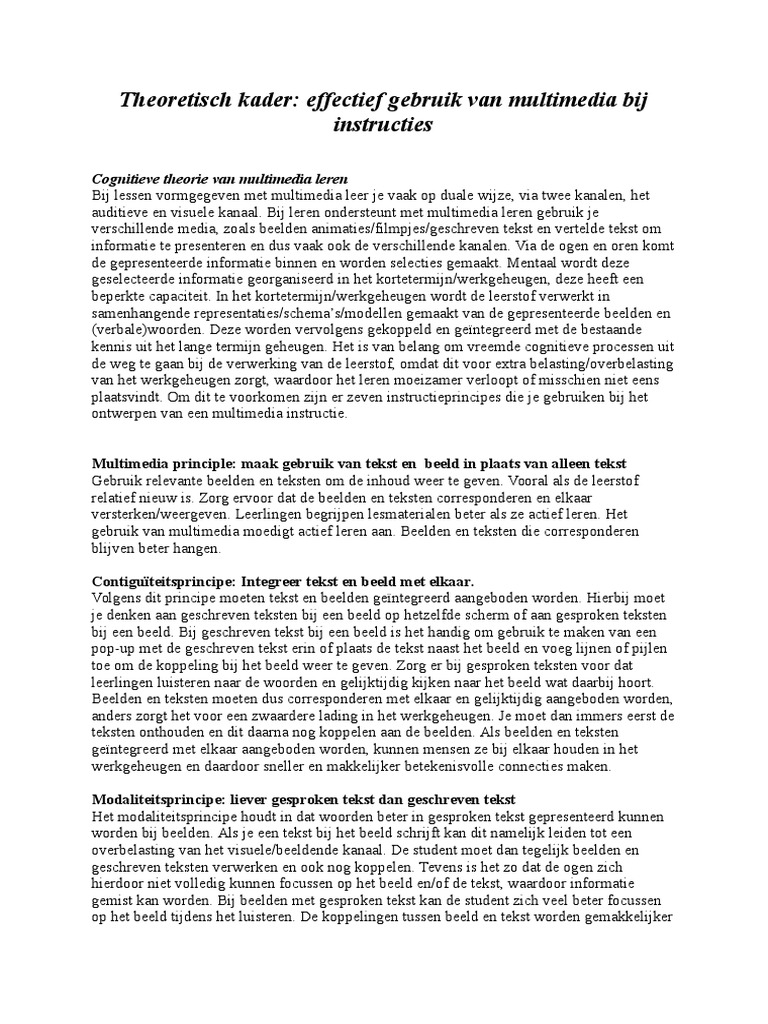 theoretisch kader multimedia gebruik