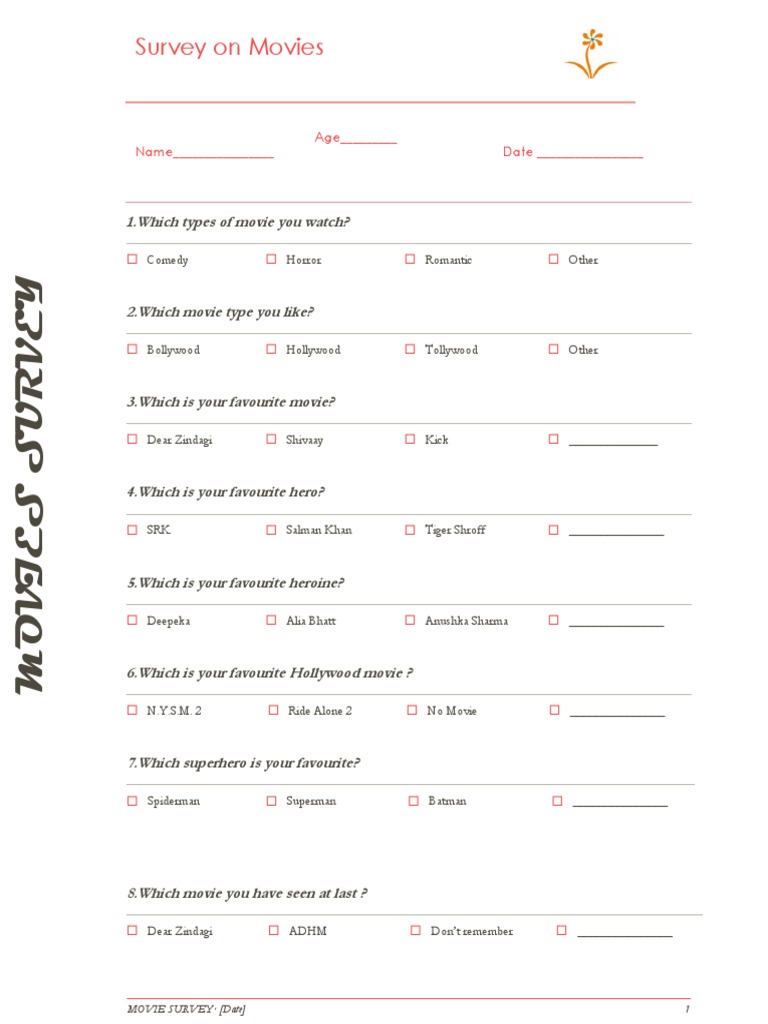 Movie Preferences Survey Questionnaire | PDF