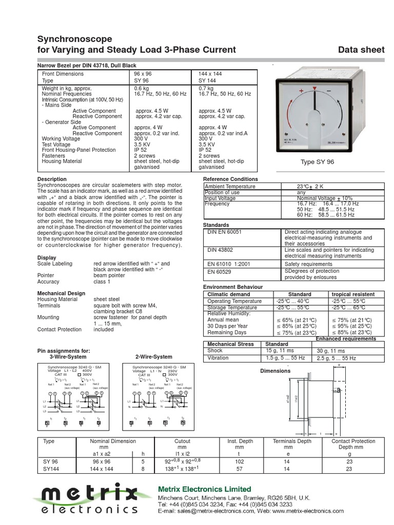 SY96 - Synchroscope | PDF | Electricity | Electric Power