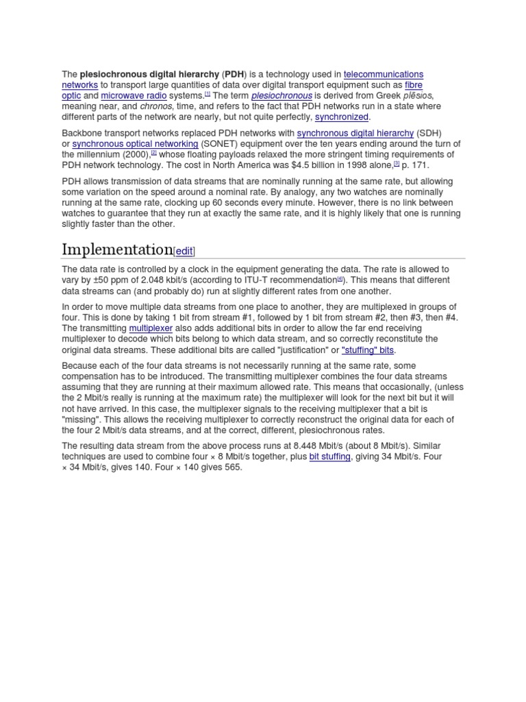 Plesiochronous Digital Hierarchy | PDF | Computer Data | Electronic ...