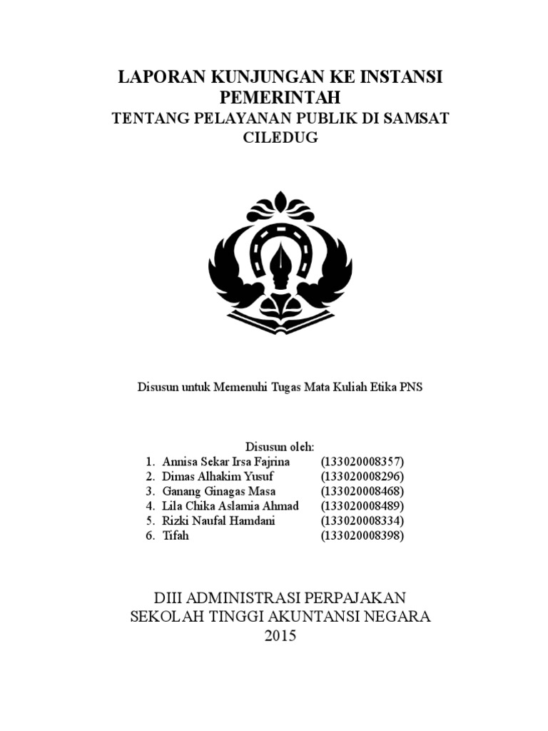 Laporan Kunjungan Ke Samsat Ciledug | PDF | Pengelolaan Keuangan & Uang