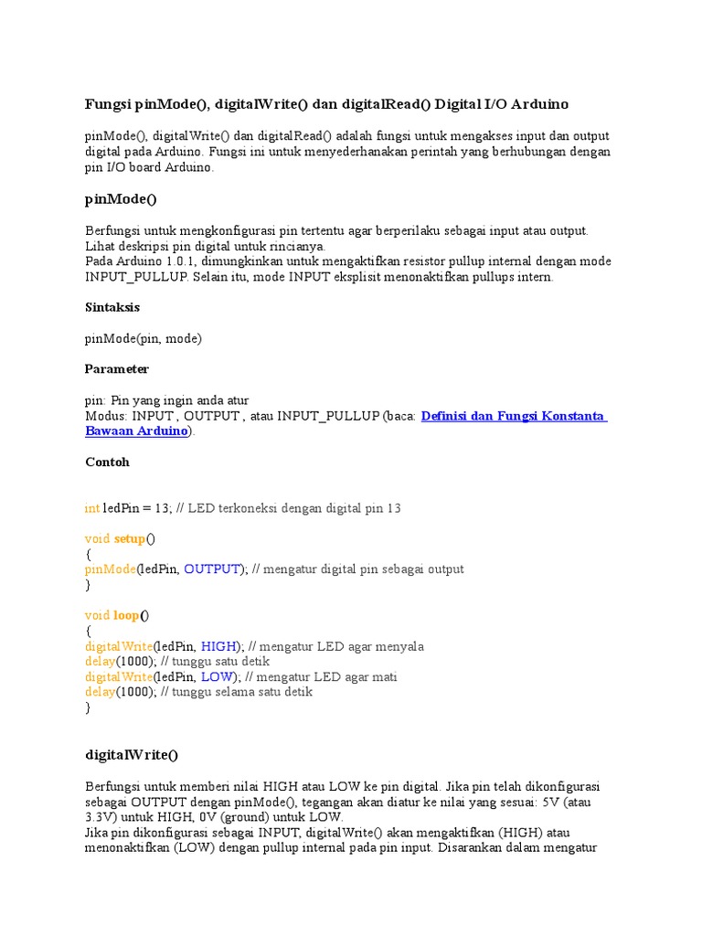 Fungsi Pinmode | PDF | Komputer