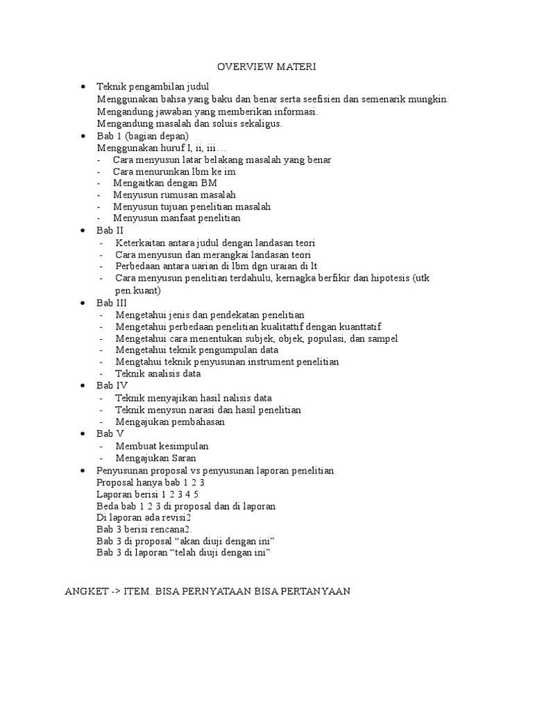 Panduan Penyusunan Overview Materi | PDF