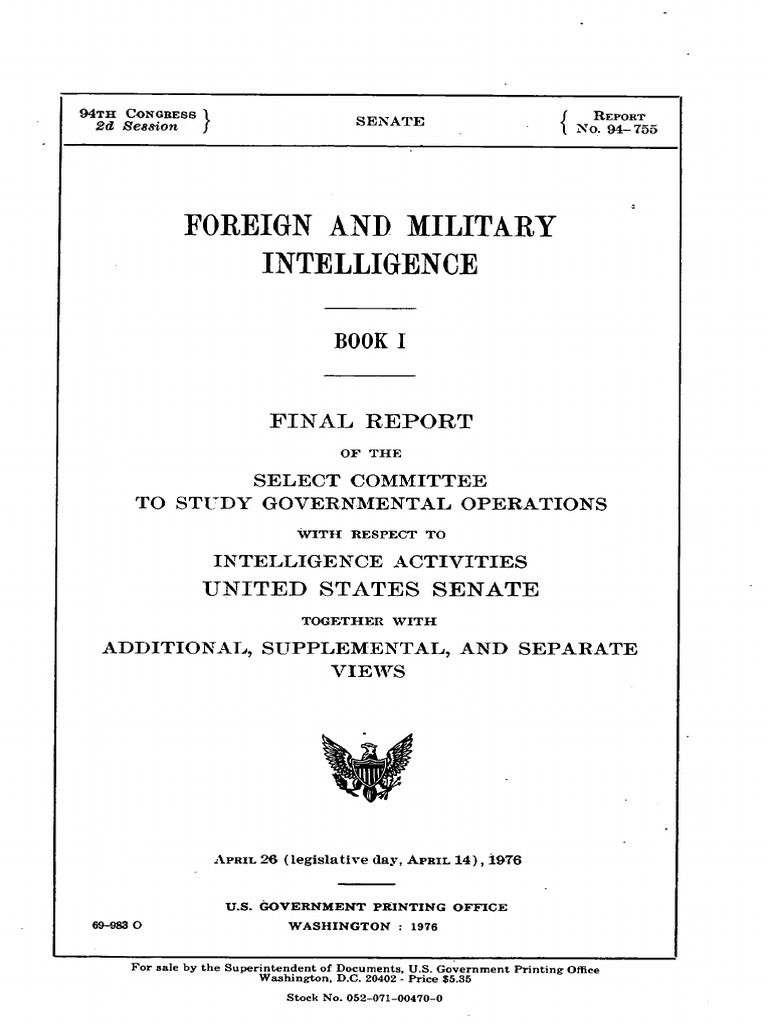 Final Report on U.S. Intelligence Activities | PDF | Central ...