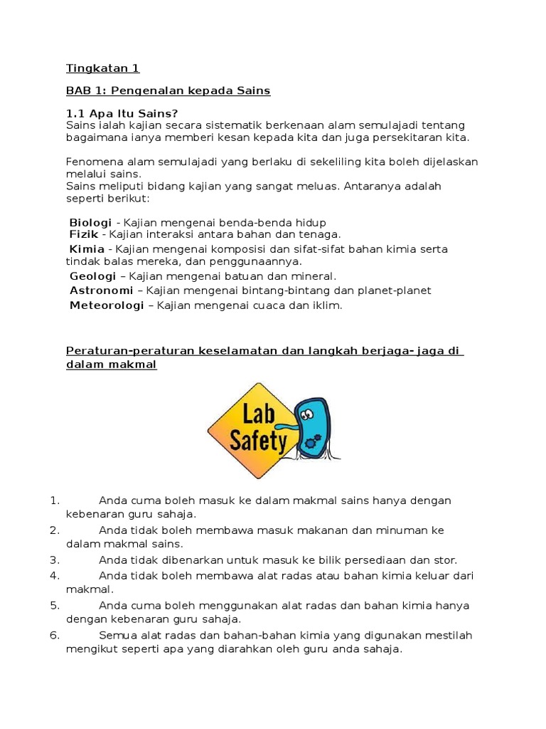 Sains Tingkatan 1 Bab 1 Pdf