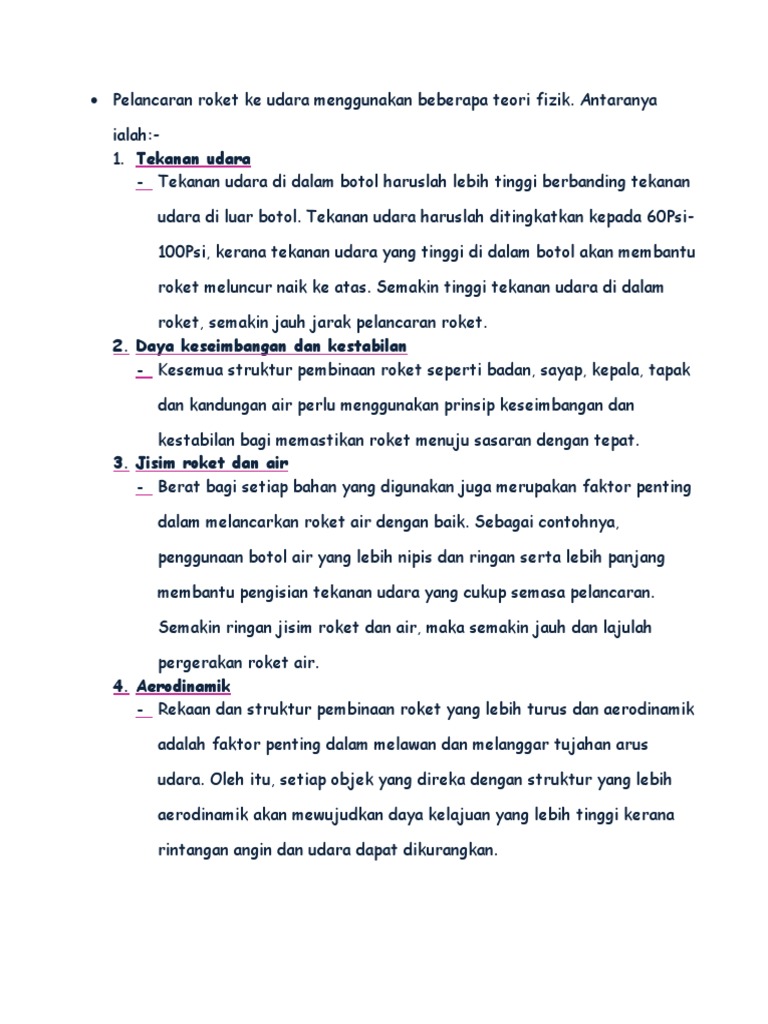 Pelancaran Roket Ke Udara Menggunakan Beberapa Teori Fizik | PDF ...