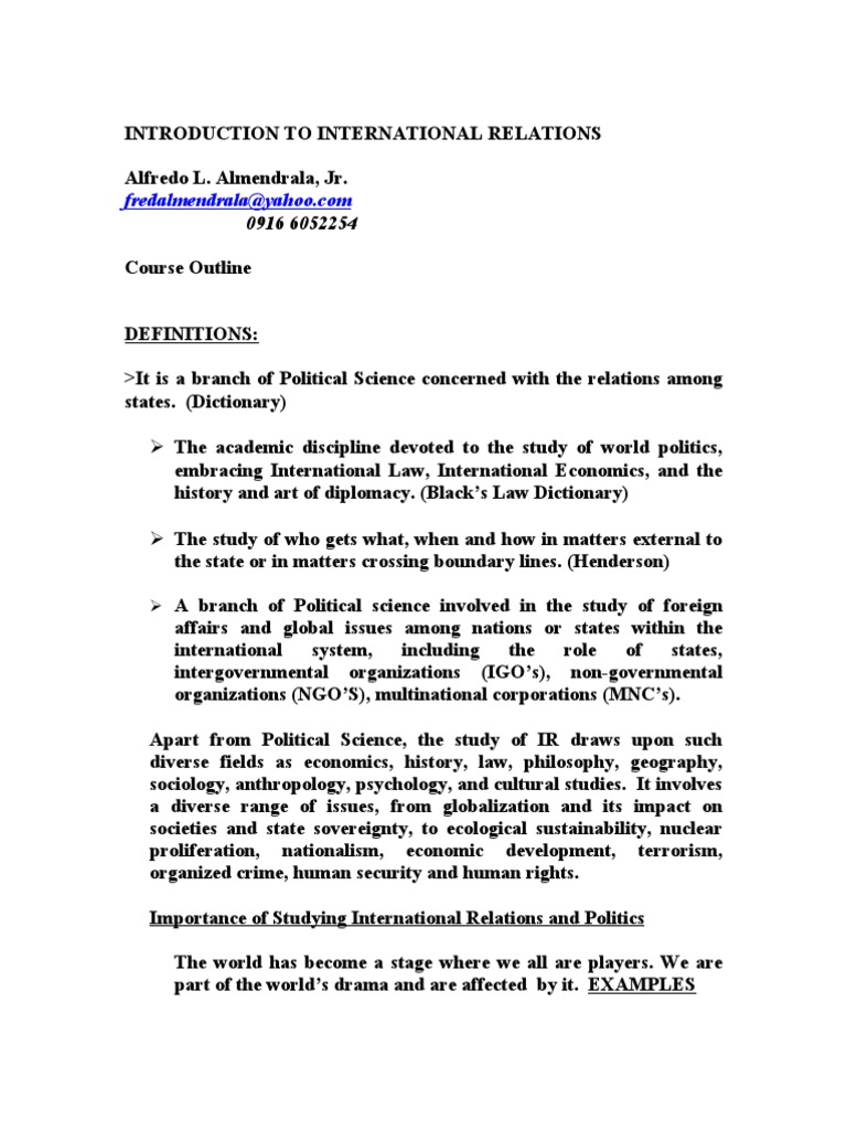 Introduction to International Relations | PDF | Politics | History