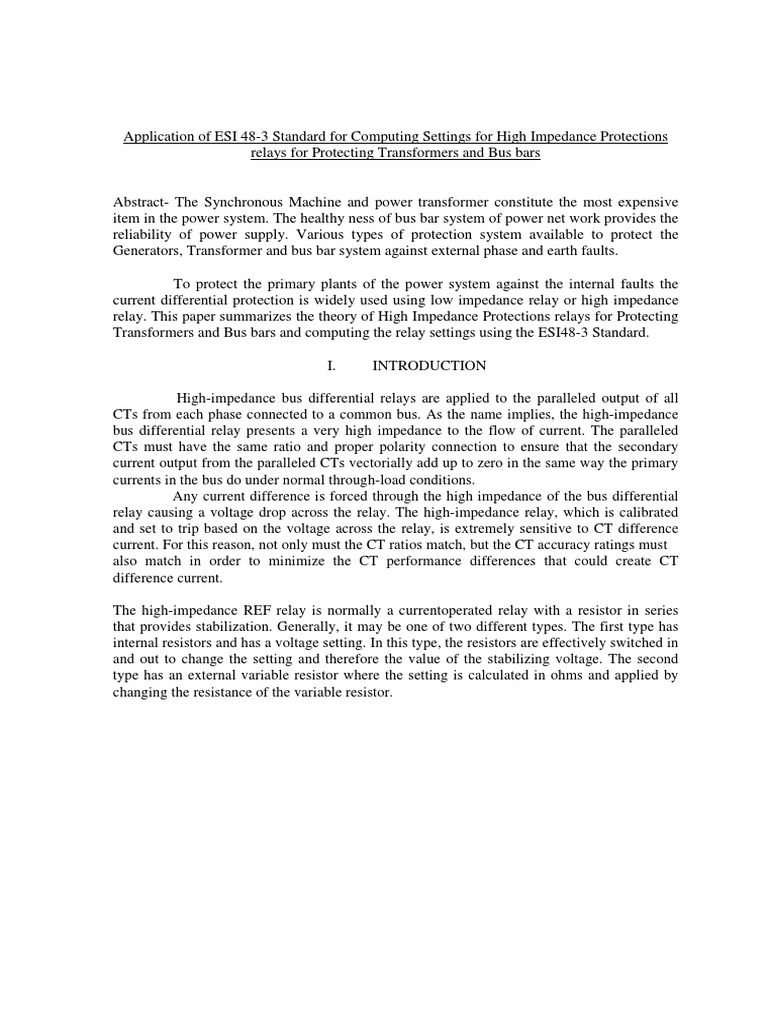 Busbar Protection Theory | PDF | Relay | Transformer
