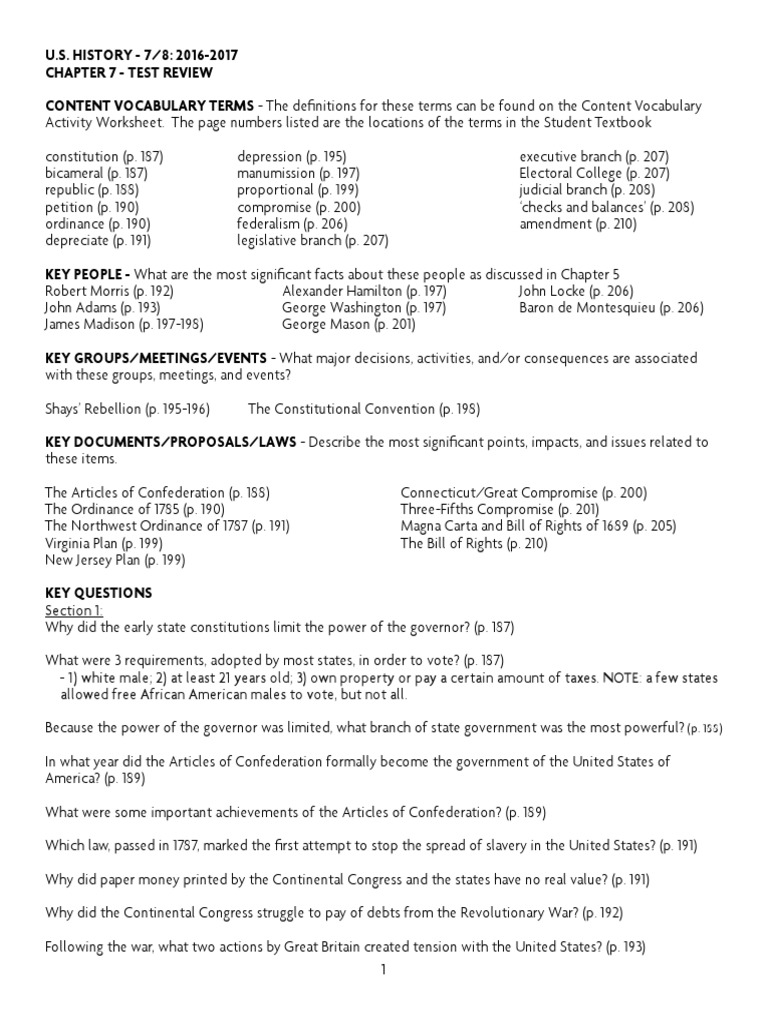 Chapter 7 Test Review 2016 2017 | PDF | United States Constitution ...